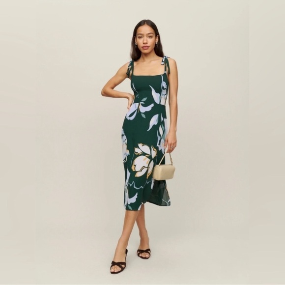 Reformation | Dresses | Reformation Green Floral Midi Dress | Poshmark